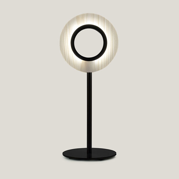 Black Nickel & Ivory White Lens Circular Table Lamp - Black Nickel (LED ...