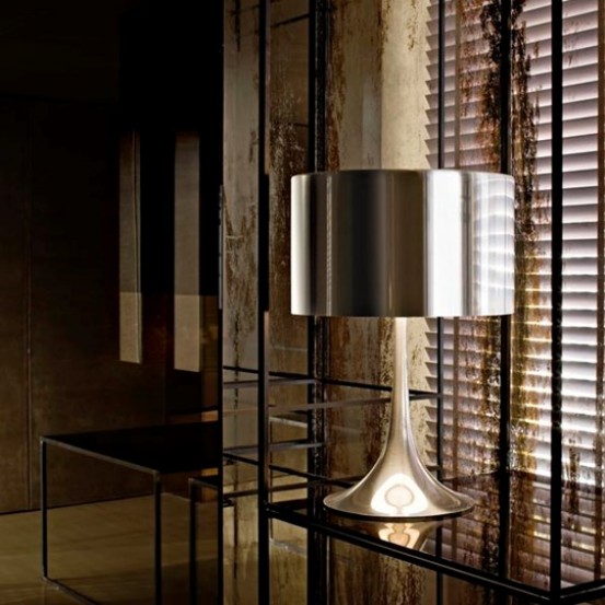 Glossy White Spun Light T2 Table Lamp (LED, With dimmer) by Flos ...