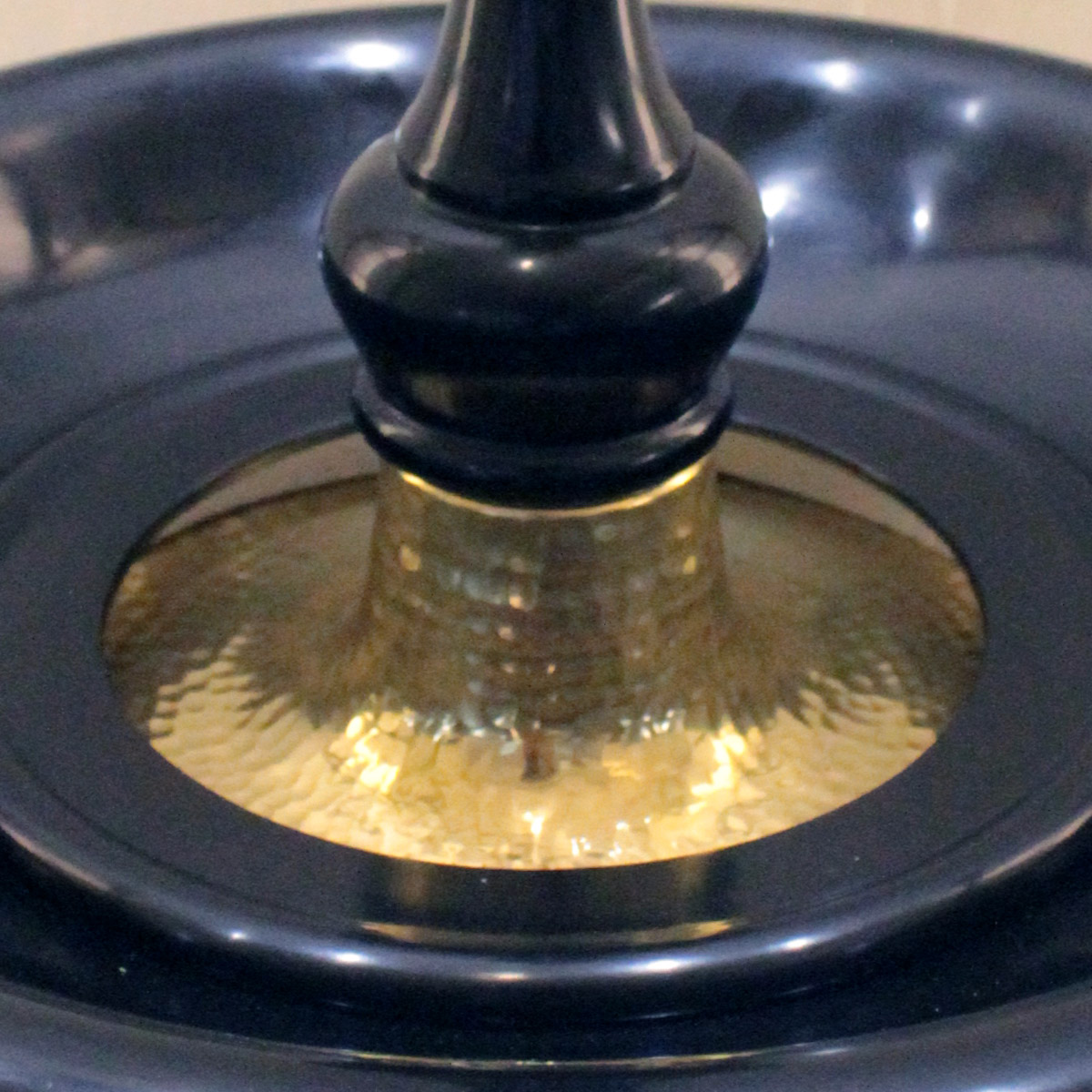 High Gloss Black & Hand Beaten Satin Brass Deepam Lamp Small (LED, Non ...