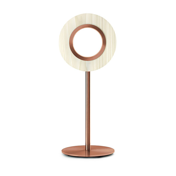 Copper & Ivory White Lens Circular Table Lamp - Copper (LED, Dim to ...