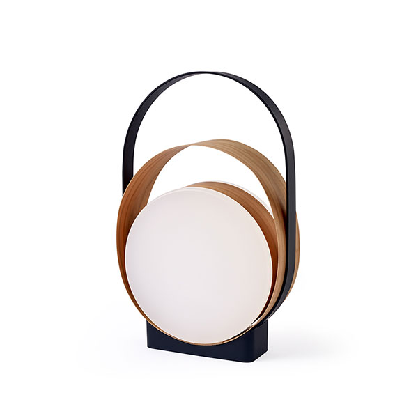 Matt Black & Natural Cherry Loop Table Lamp (LED, Dimmable) by LZF ...