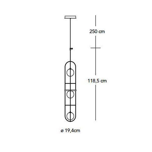 Black Chrome Setareh 4405 Suspension Lamp (LED, Dimmable 1-10V / PUSH ...