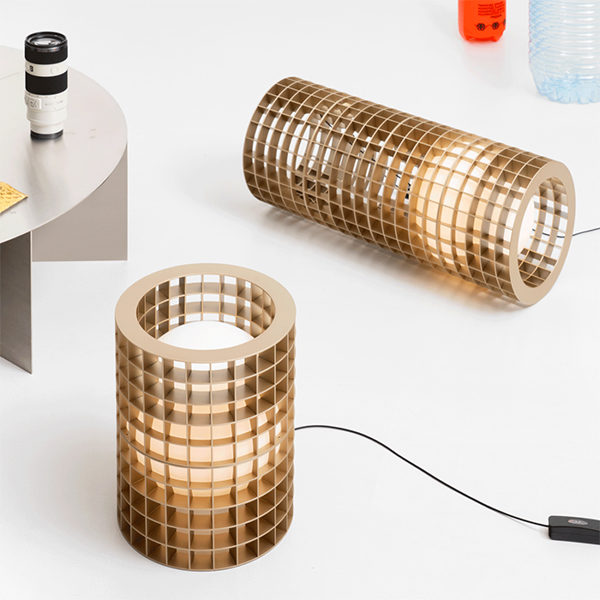 Gold & White Matrix Large Table Lamp (LED, Dimmer Included) by ...