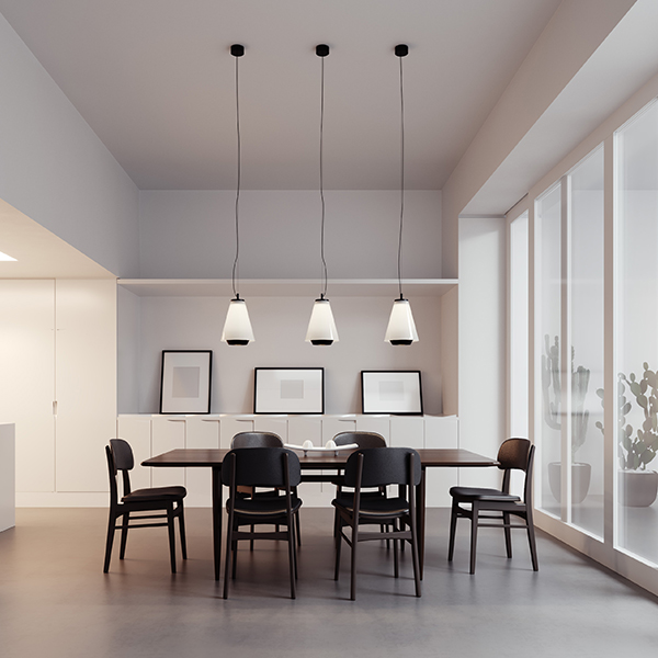 Clear Crystal & Matt Black Shuttle S3 Suspension Lamp (LED, TRIAC ...