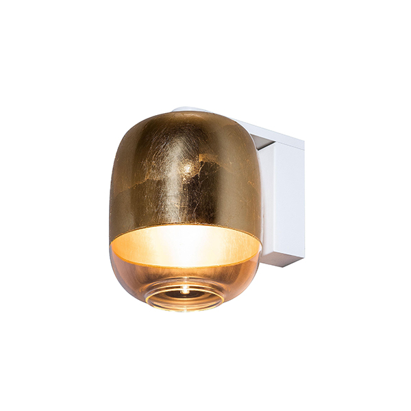 Gold Leaf & Matt White Gong W1 LED Wall Lamp (LED, Dimmable) by ...
