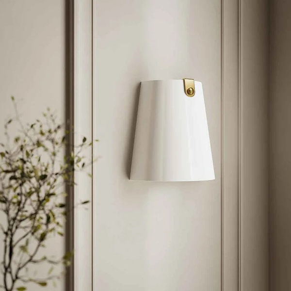 Natural Brass & White Glass Bell Wall Lamp (LED, TRIAC / IGBT Dimmable ...